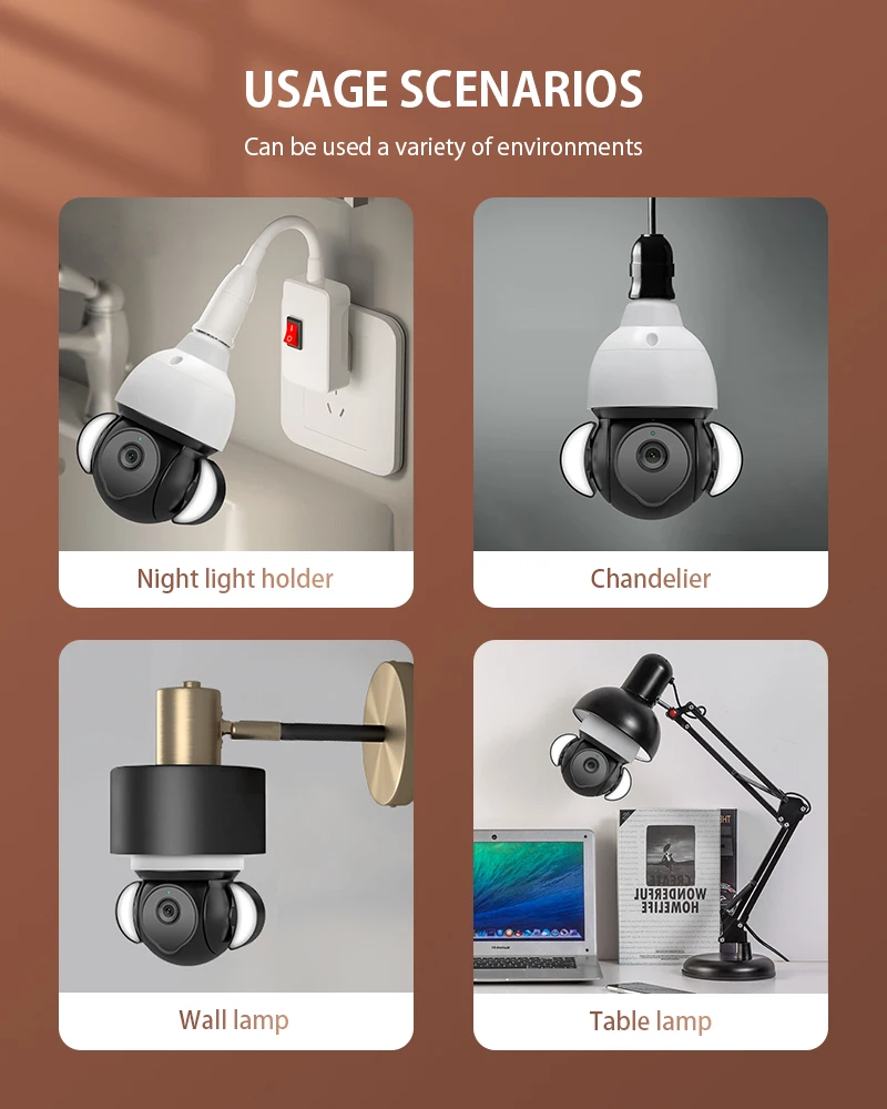 Lclctek Full Hd 5mp Light Bulb Ptz Camera E27 Socket Indoor Smart Home ...