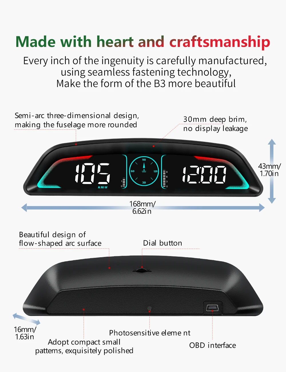 Universal OBD2 Meter Speedometer Head up Display B3 HUD