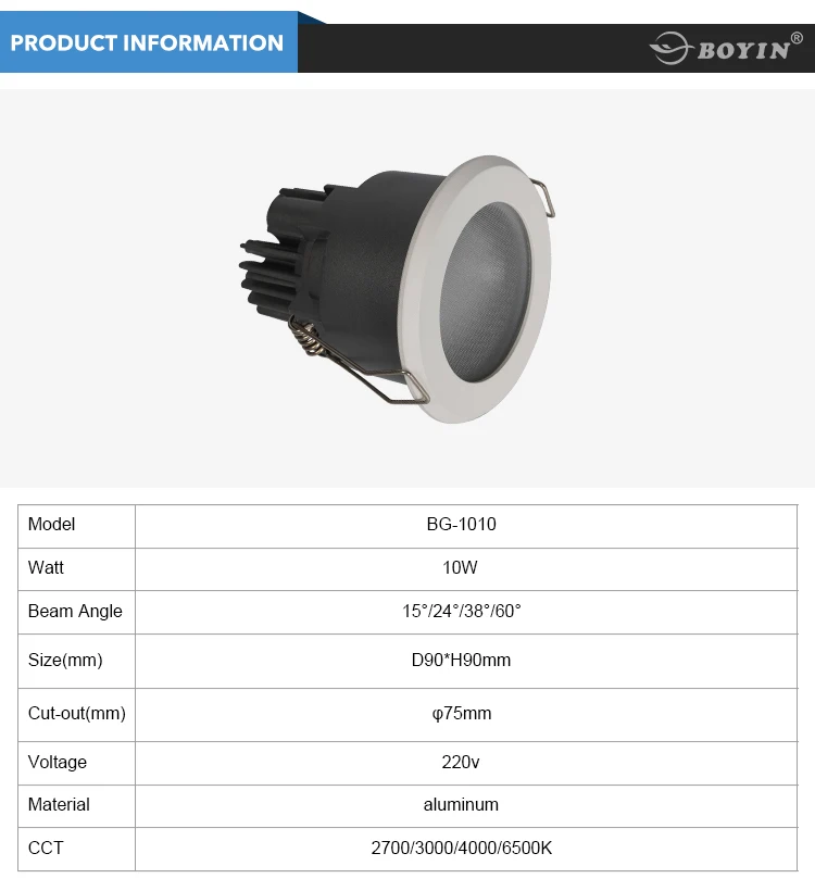 Modern Round Indoor Recessed Mount Cob Aluminum 10w Double Anti Glare ...