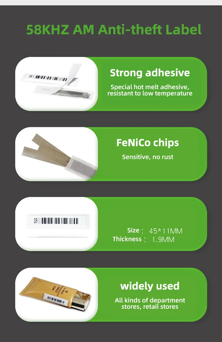 DR EAS Anti-Theft Supermarket Security Soft Label with Barcode 58KHz ABS Material Paper Sticker ...