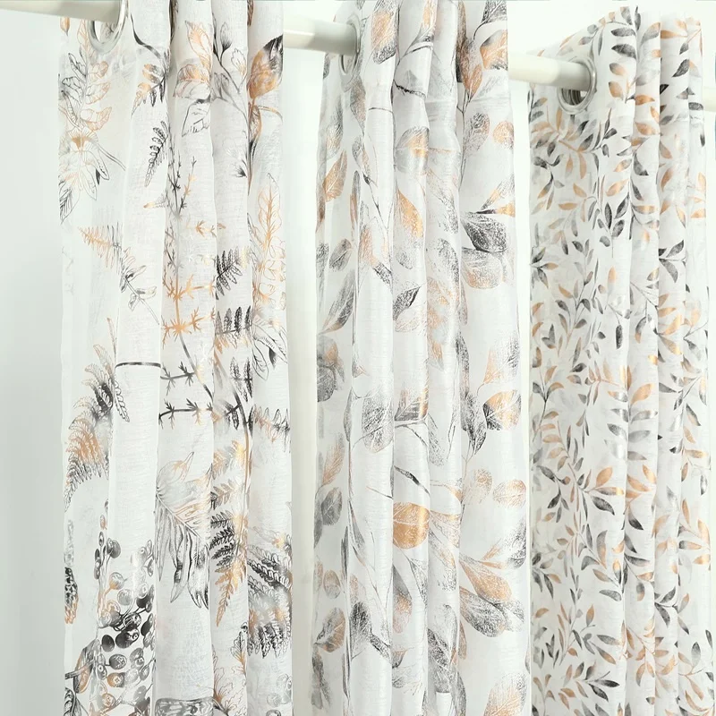 Bindi Wholesale Hot Stamping Film Polyester Plant Print Linen Sheer ...
