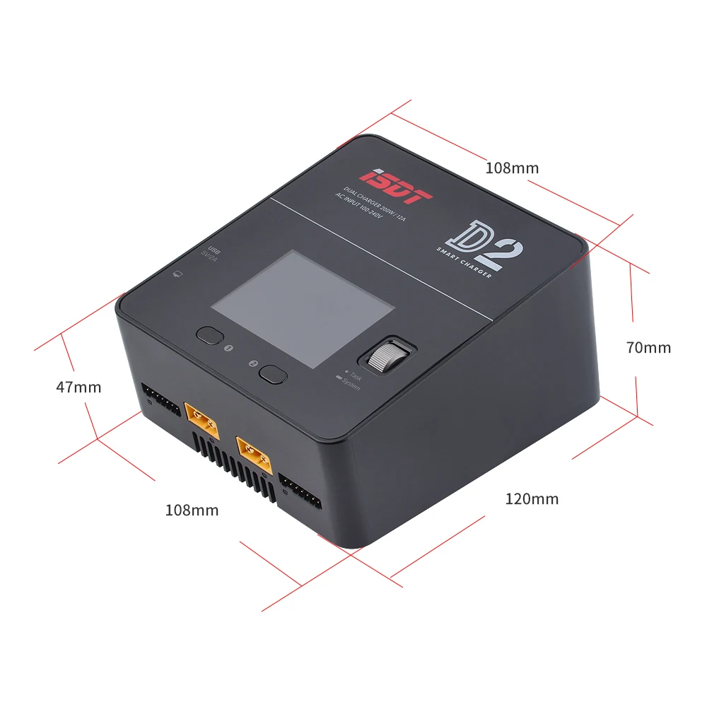 Isdt D2 Mark Ac 200w 12a 2-6s Dual Channel Battery Balance Charger For ...