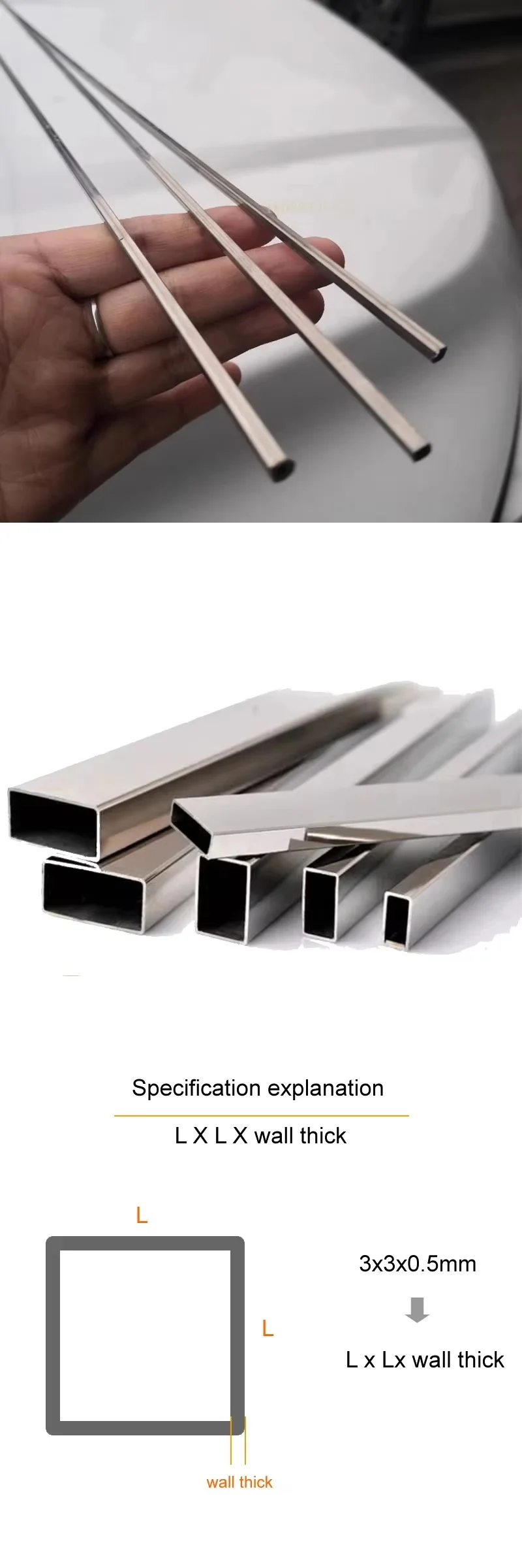 304 Stainless Steel Small square Tube Pipe Hollow square Steel Rod ...