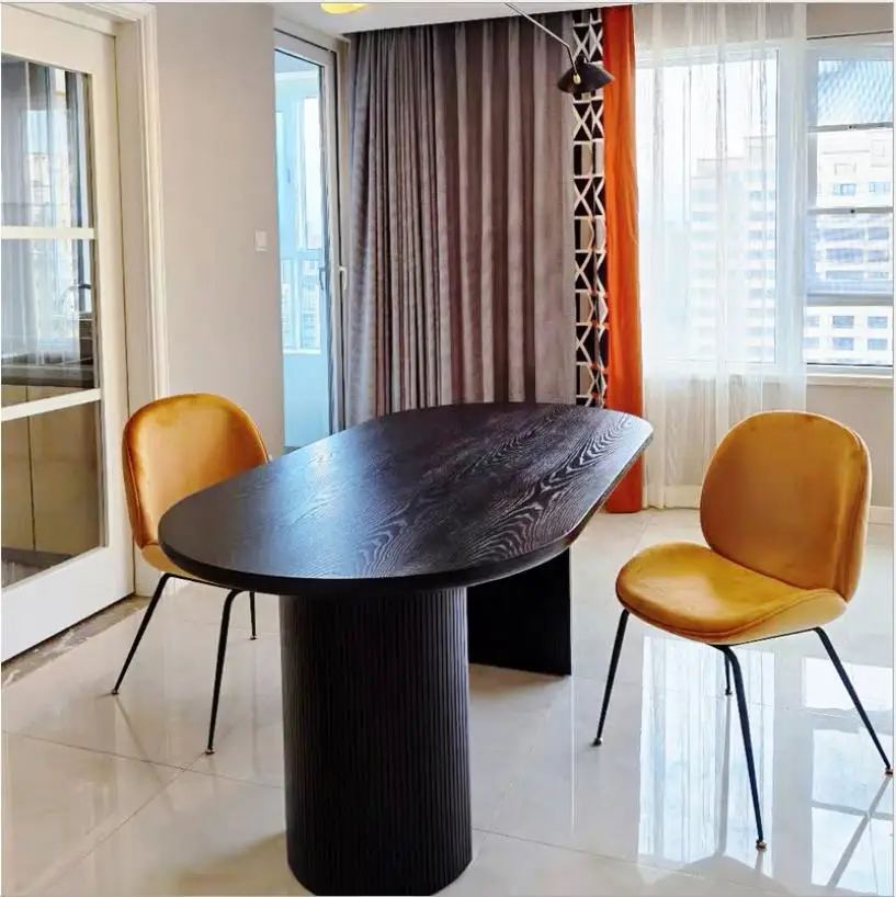 Modern Solid Wood and Marble Top Dining Table - 10 Seater