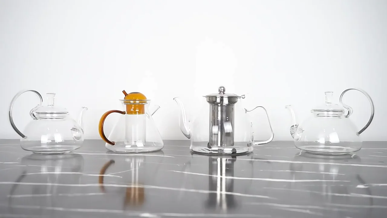 1200ml High Borosilicate Portable Glass Teapot Infuser Heat Resistant ...