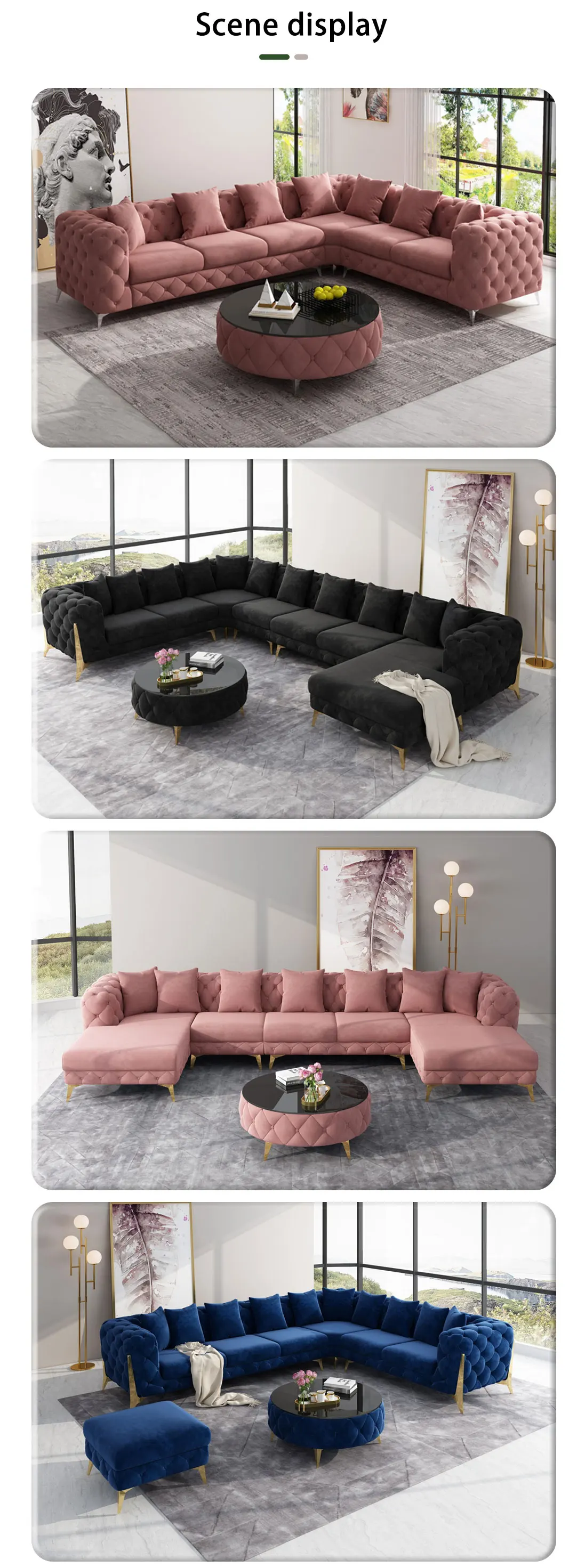 Luxury Hotel Couch Bed Lounge Suite - Modern Velvet Sectionals