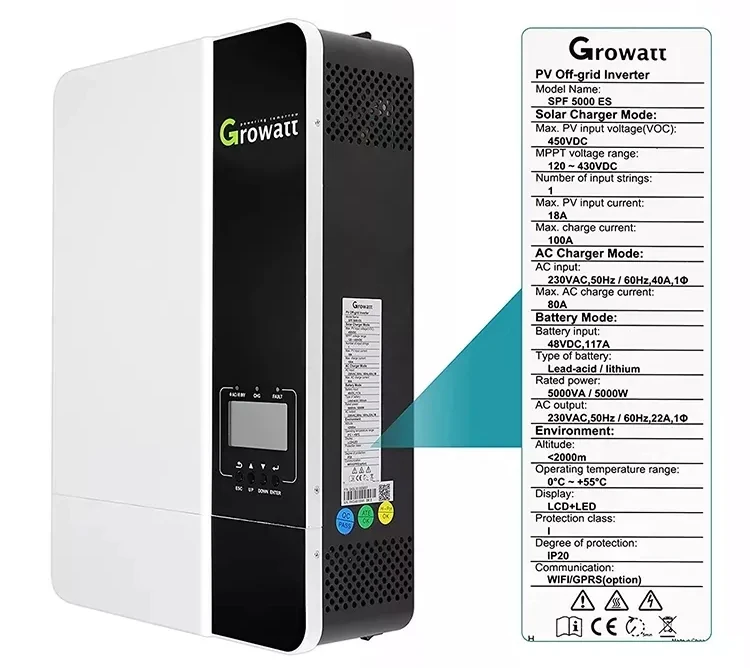 Mppt Hybrid Growatt Hybrid Inverter 10kw 5kw 5000w 48v Solar Panel ...