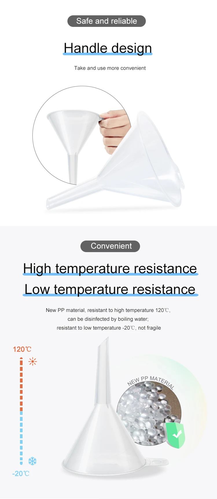AKMLAB Portable Large Plastic Lab Funnel - 50mm to 120mm