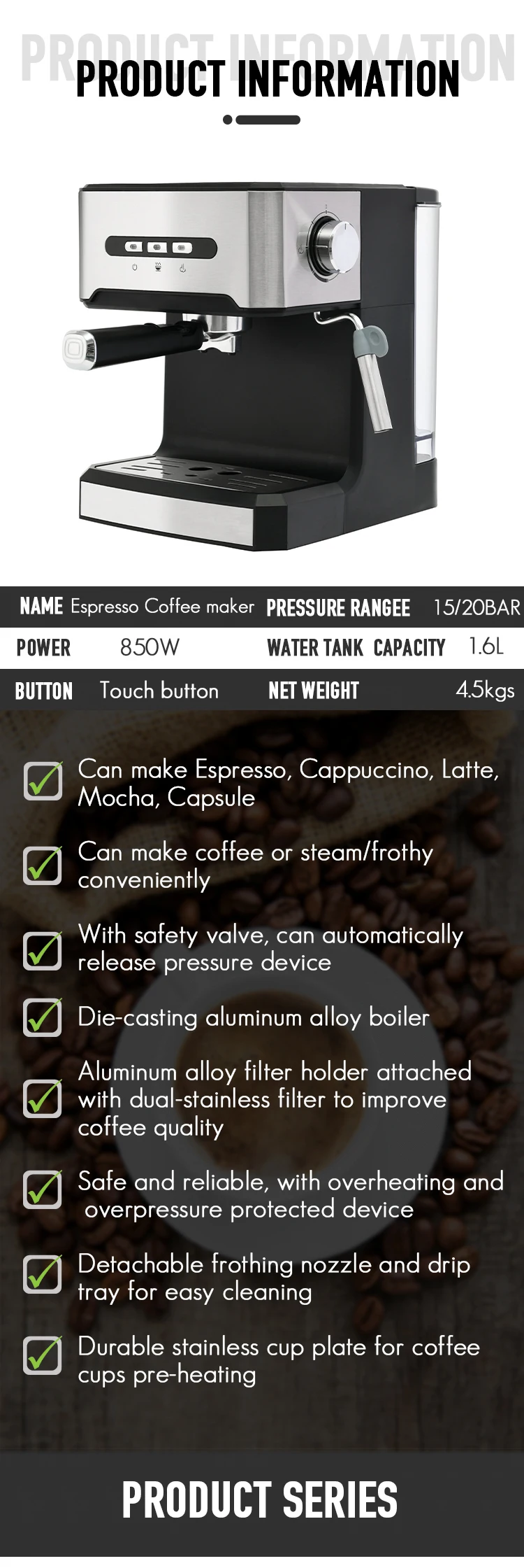 Best Price Semi-automatic Aluminum Water Boiler 850w Boiler Coffee ...