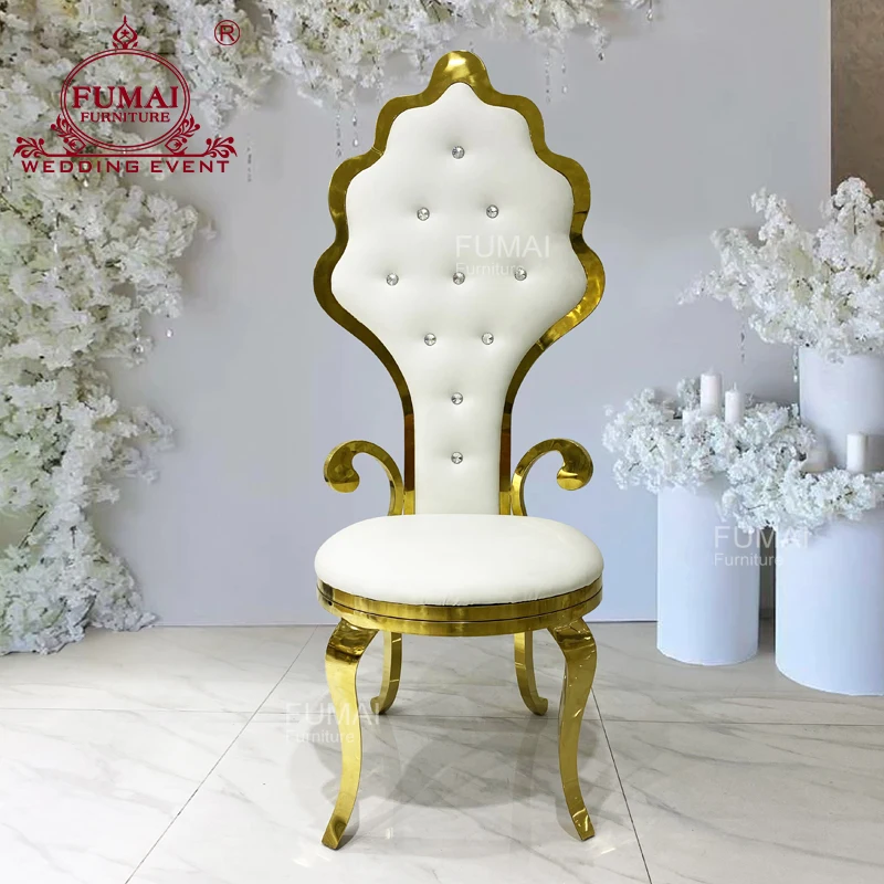 Leather Cushion Stainless Steel High Back Wedding Bride Groom Chair ...