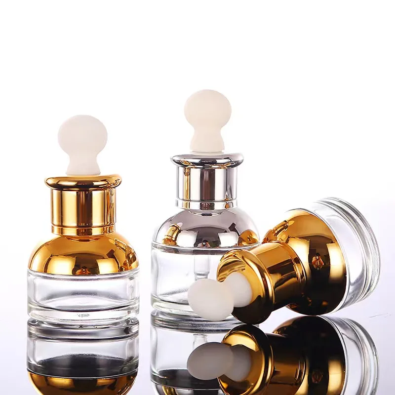 Luxury Push Button Top Glass Dropper Bottle 20ml 30ml 50ml Essential ...