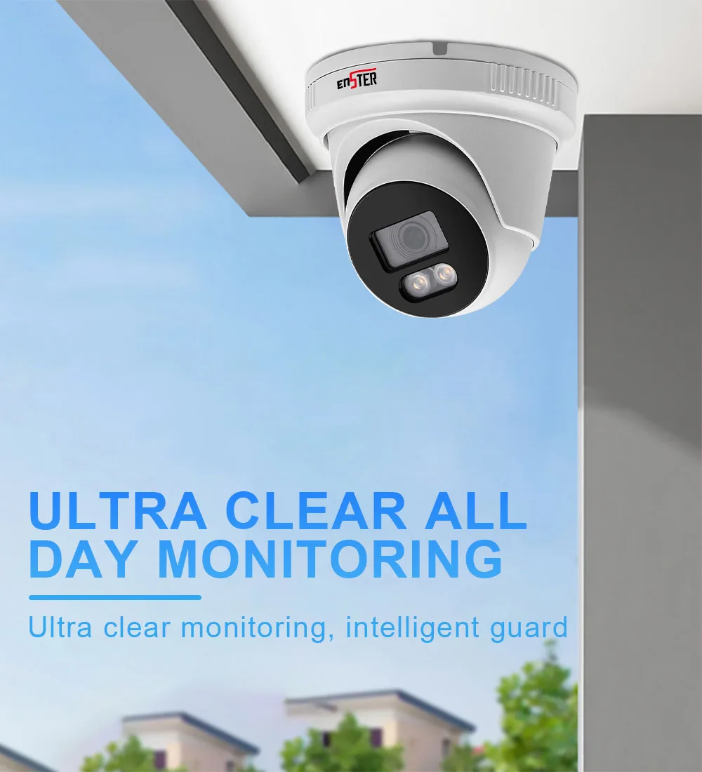 ENSTER 5MP 4K Turret Night Vision POE IP Camera - IP66 Waterproof