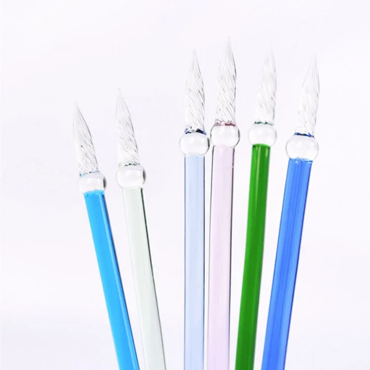 Handmade Glass Dip Pen Venetian Style Glass Rod Pole Holder Spiral Nib ...