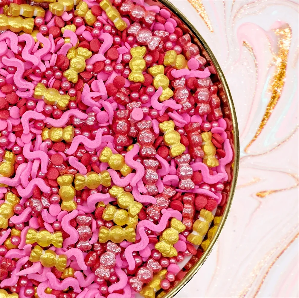 Mix Sizes Shape Miti-Color Valentines Edible Disposable Pink Sprinkles ...