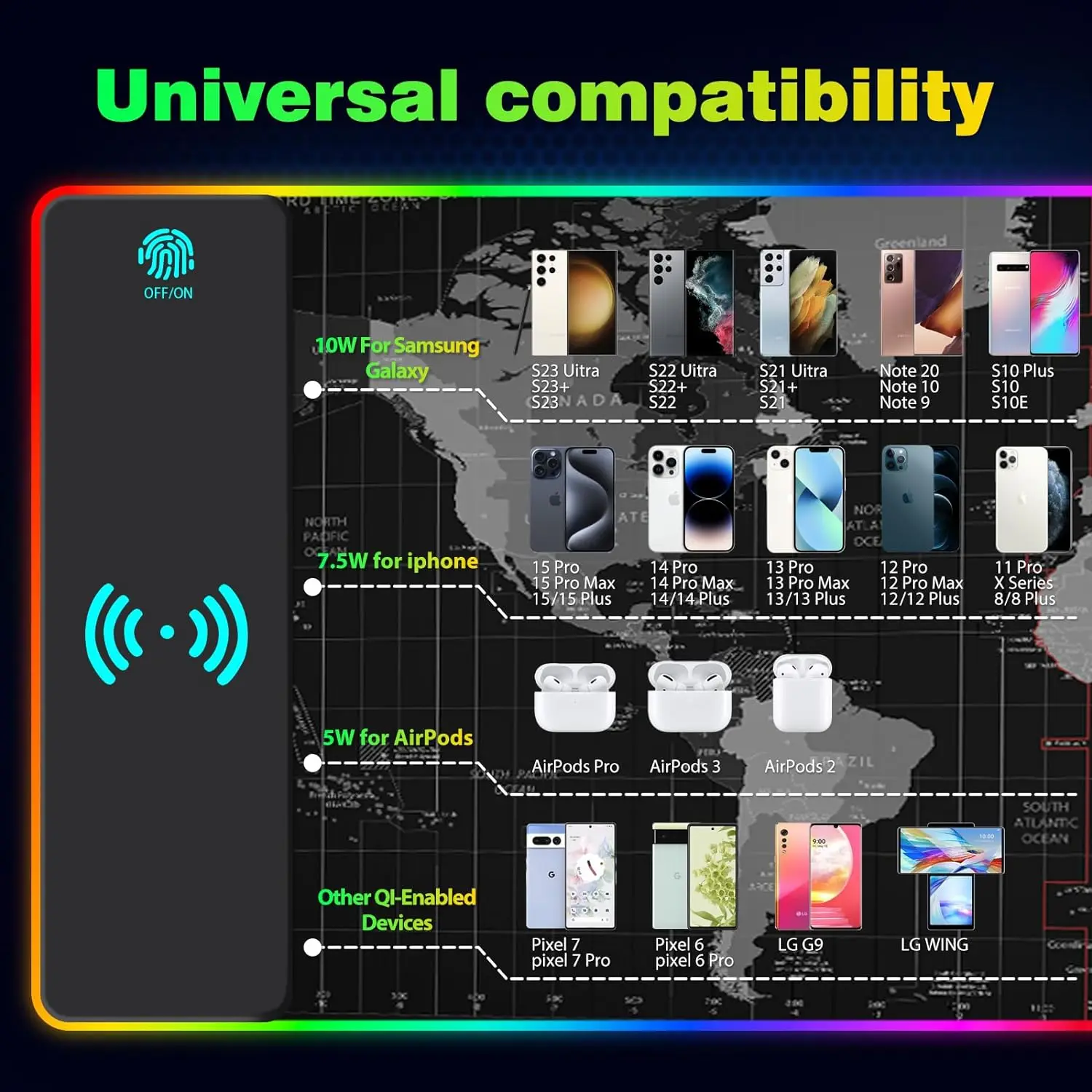 Luxury World Map Rubber Rgb Mousepad Custom Anime Pad Computer Gaming ...