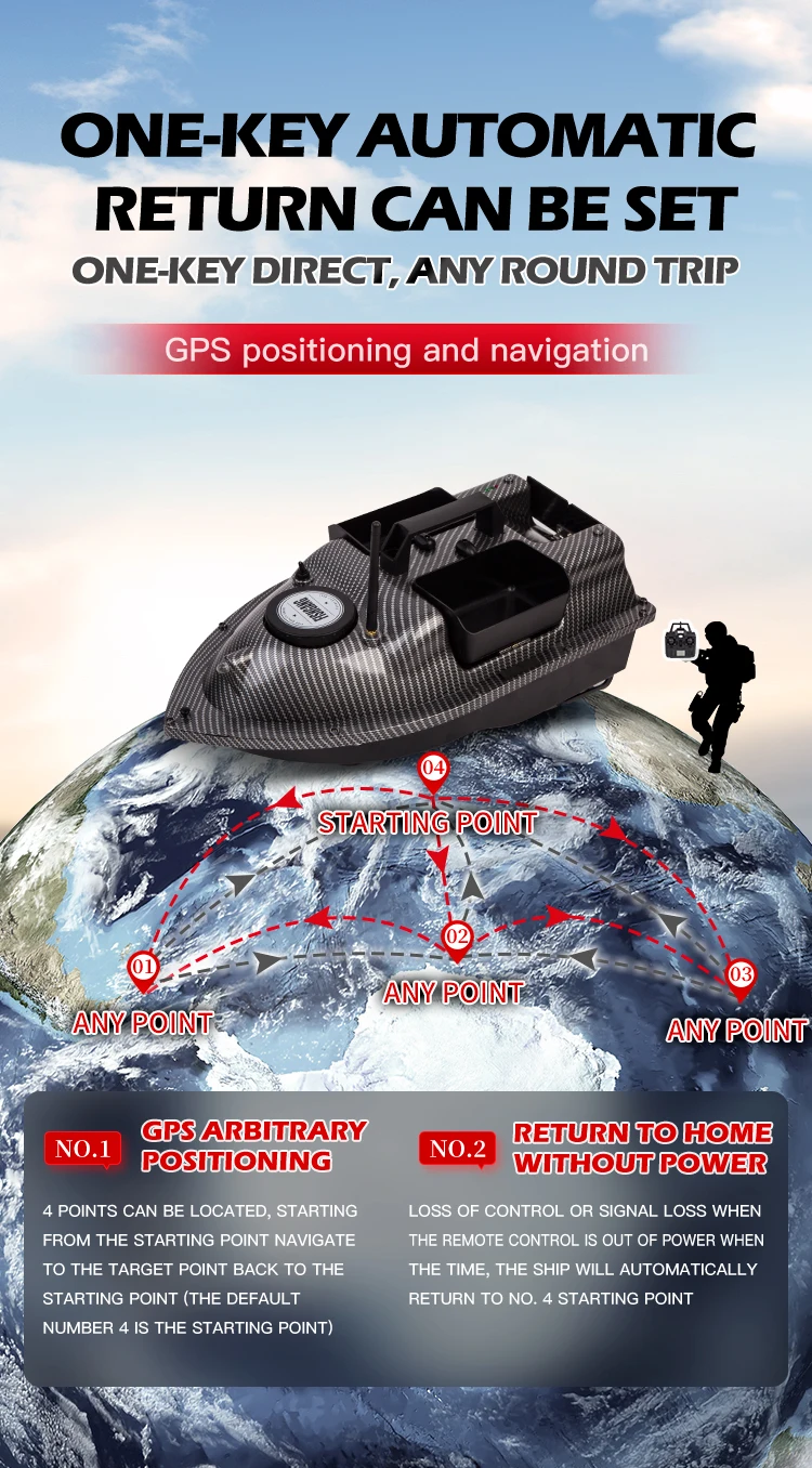 New Arrival Large Load Abs Waterproof 500m Carp Robot RC Fishing Bait Boat