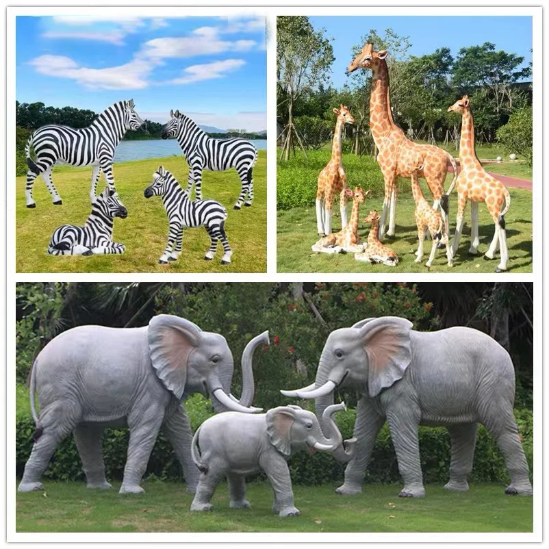 Outdoor Fiberglass Life Size Safari Jungle Animals zebra Giraffe ...