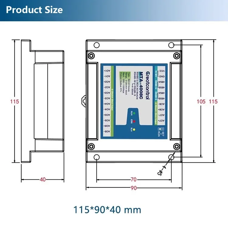 RS485 to 4-20ma Instrument Slave Station - 8-Channel Module