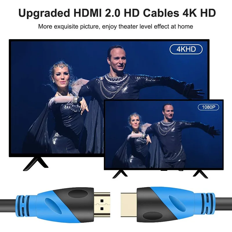 高级4k Hdmi电缆2.0高速镀金hdmi至hdmi电缆长3 5 6 12 10 15 20 25 30 40 50 75 100 130 ...