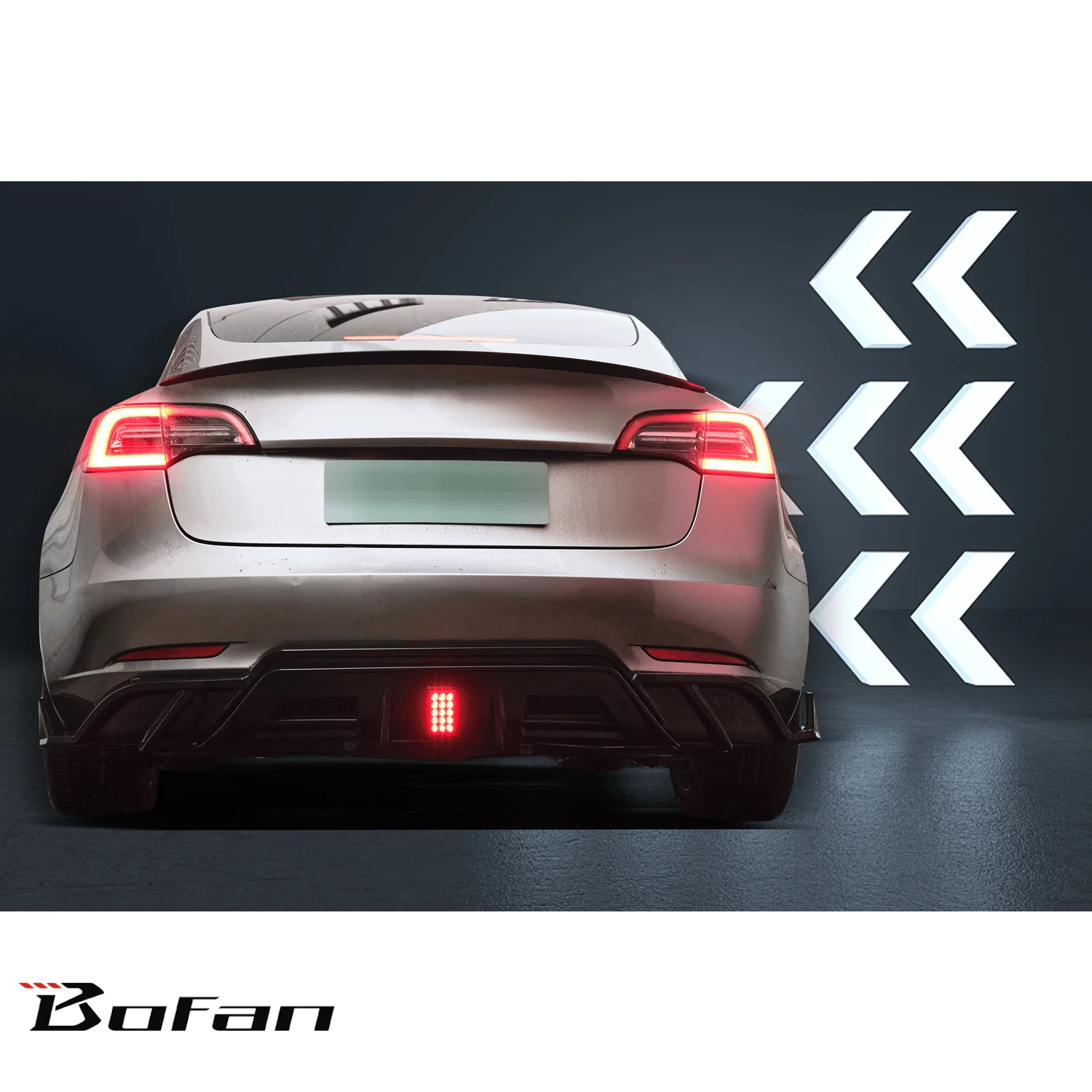 Turbo Style Aero Kit Rear Diffuser Front Lip With Light For Tesla Model ...