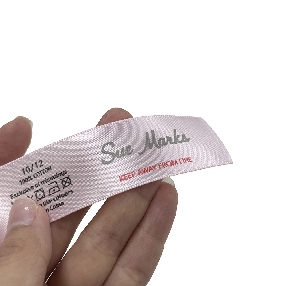 Custom LOGO Brand Name Cloth Tags Garment Neck Fabric Satin Labels Sew ...