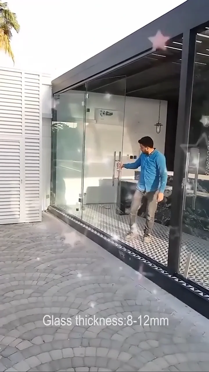 Frameless Bi Blackng Door Patio Aluminum Folding Foldsliding Dooror ...