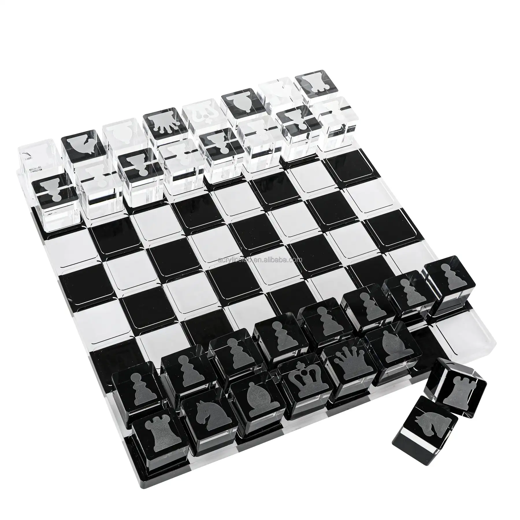 Custom Modern Style Acrylic Chess Set Clear Acrylic Board for ...
