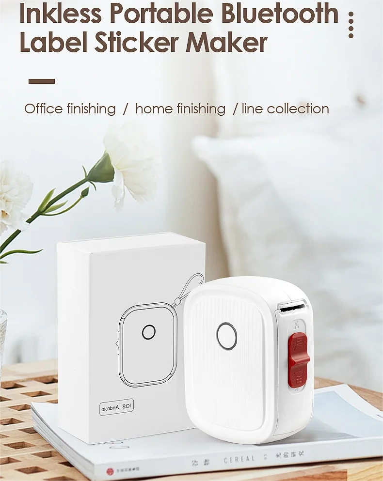 Luck Jingle A12 Cute Mini Portable Label Printer Wireless Inkless Bt ...