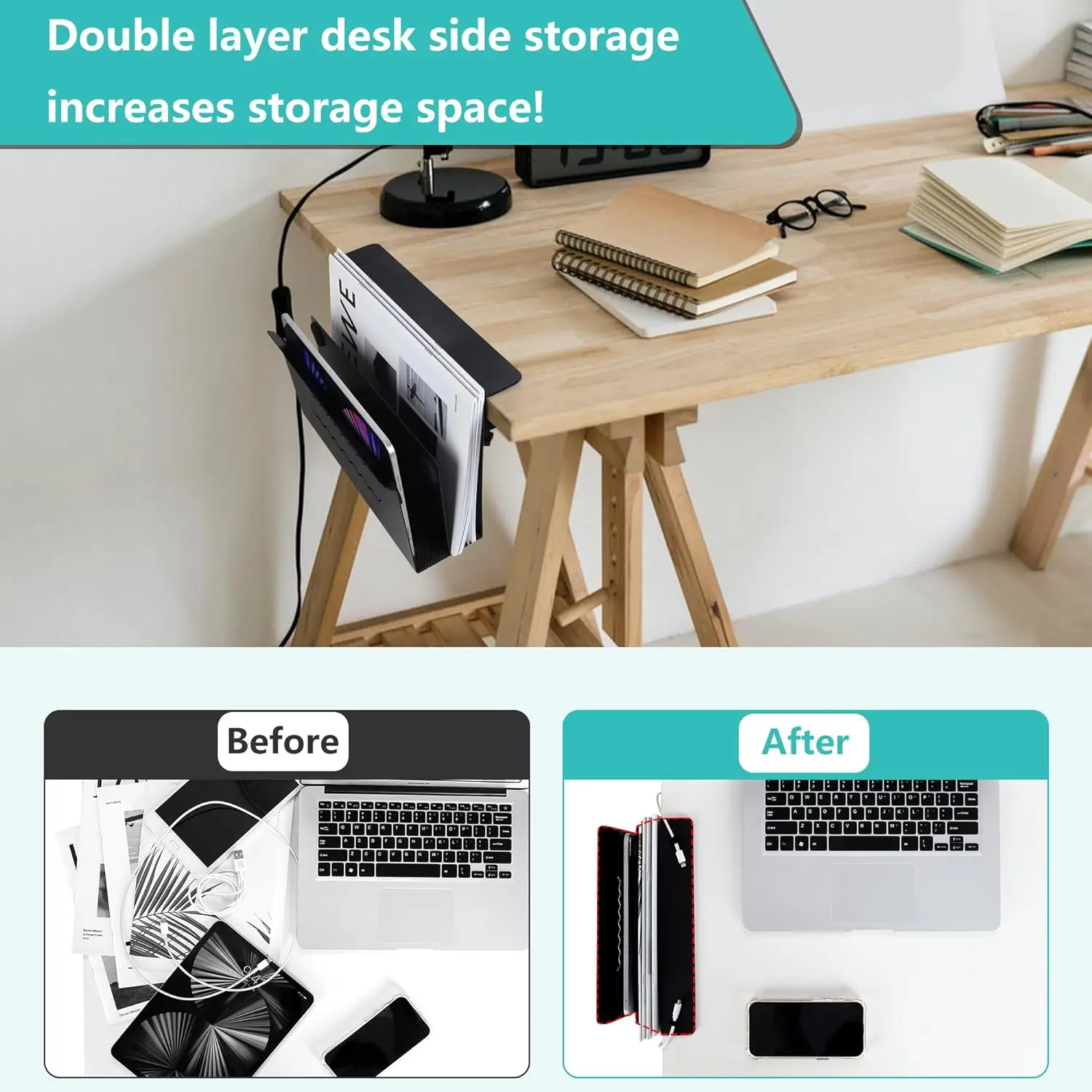 Desk Side Storage For Office No Drill Laptop Holder,Installation-free ...