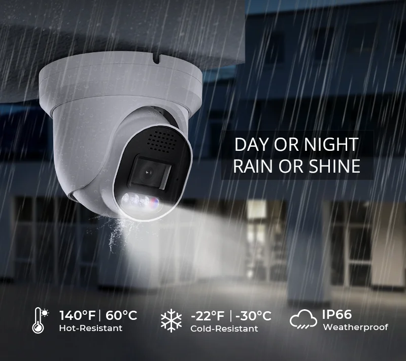 Wholesale 4K Red-Blue Light Alarm POE Camera - IP66 Waterproof