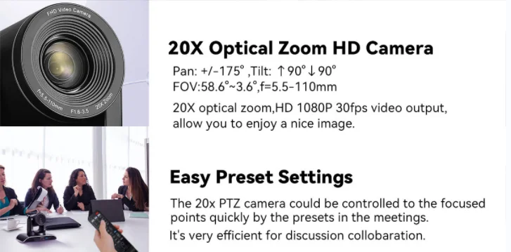 Superb High Definition 20x Optical 1080p Conference Ptz Cameras Ndi/poe ...