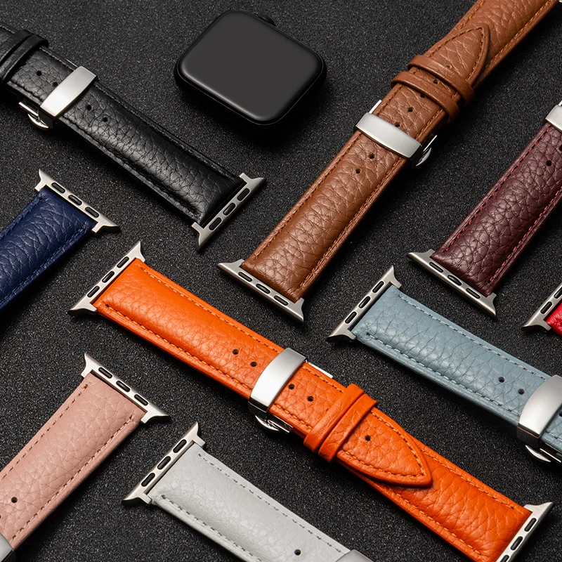 38mm 42mm For Apple Watch Series 7 Genuine Leather Watch Band Strap ...
