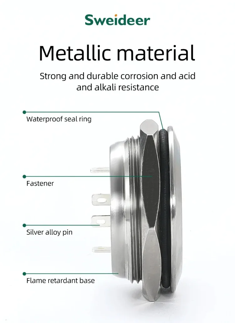 Stainless Steel Push Button Switch with IP65 Protection