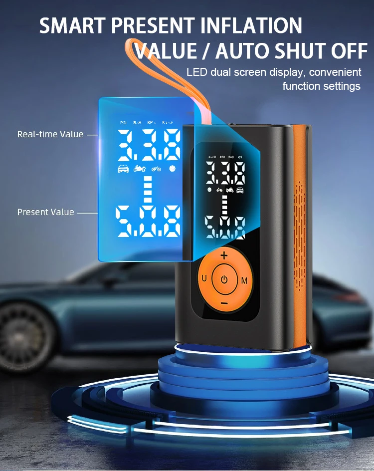 Multifunction Mini Car air Pump 4000mAh Cordless Tire Inflator Portable ...