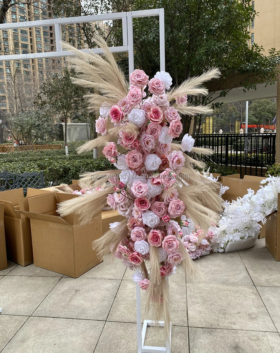 Luxury Wedding Table Pampas Flower Runner Arch Frame Backdrop Flower ...
