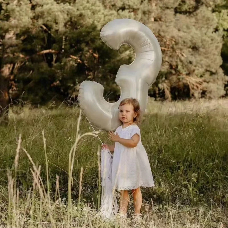 32/40inch Cream Color Number Balloons 1-9 Large Digital Foil Helium ...