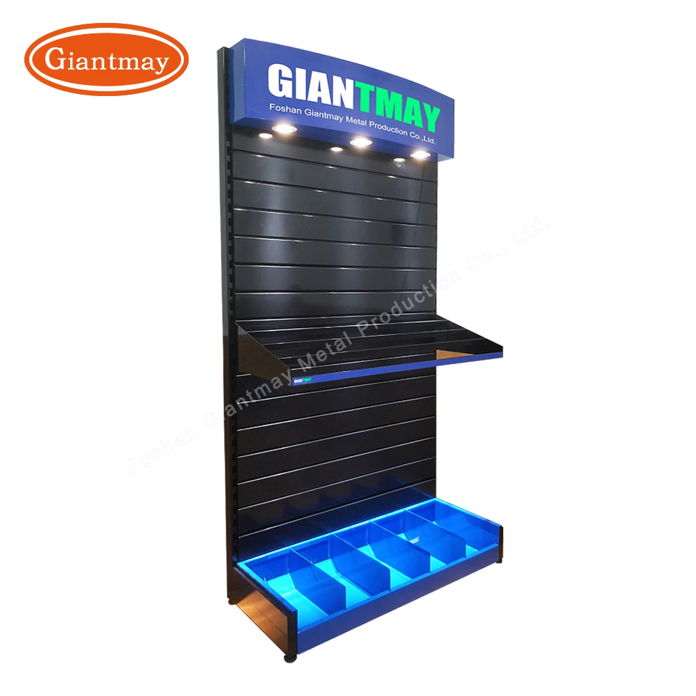 Metal Slatwall Retail Shop Accessories Display Rack With Bottom Box ...