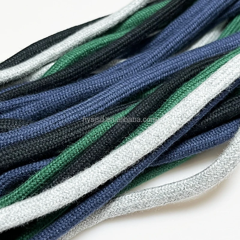 5mm Thick Round 100% Cotton Drawcord with Metal Tips for Hoodies