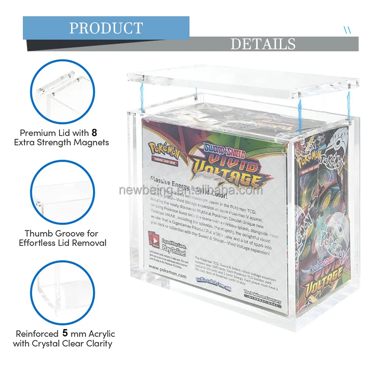 Custom Magnetic Lid Acrylic Pokemon Booster Box Case