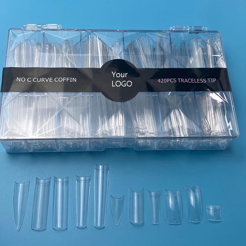 Almond Nail Tips 240pcs/box No C Curve French Nail Tips Private Label ...