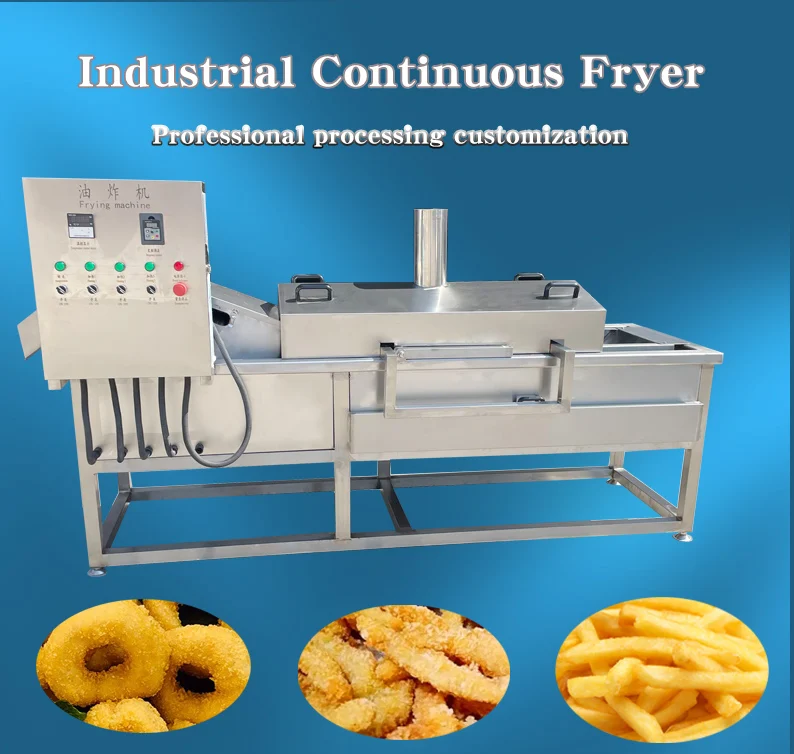 Small Continuous Fryer Hamburger Cake Chicken Meat Ball Frying Machine ...
