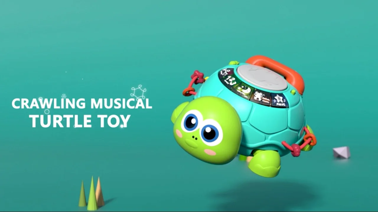 Musical Turtle Crawling Baby Toys Pretend Phone Call Toy With Lights ...