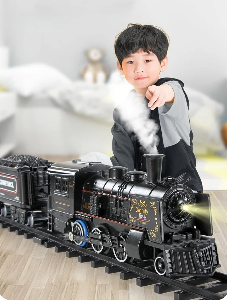 Premium Kids Stimulation Alloy Track Train Toy Set Electric Steam Train ...