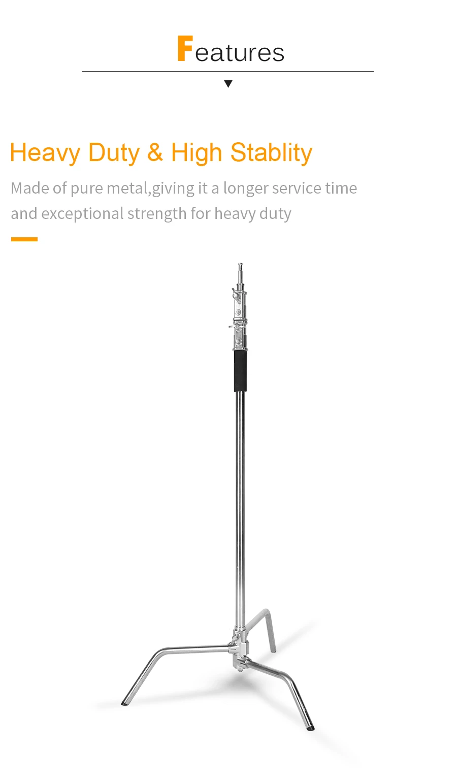 C Stand Metal Max Height 130" Adjustable Reflector Stand