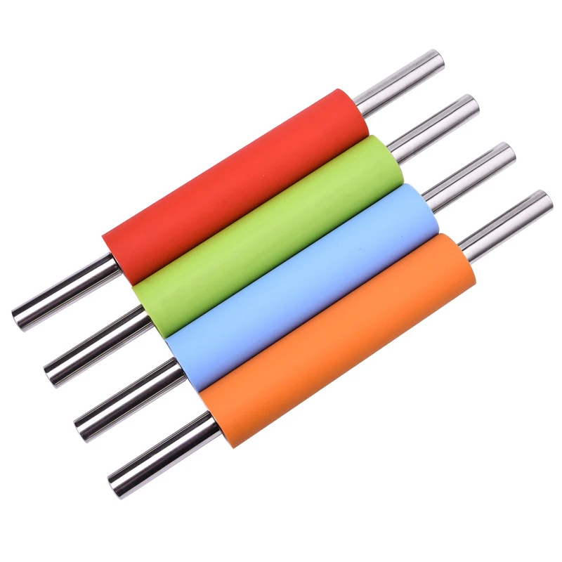 Wonderful Stainless Steel Handle Silicone Rolling Pin Noodles Cookie ...