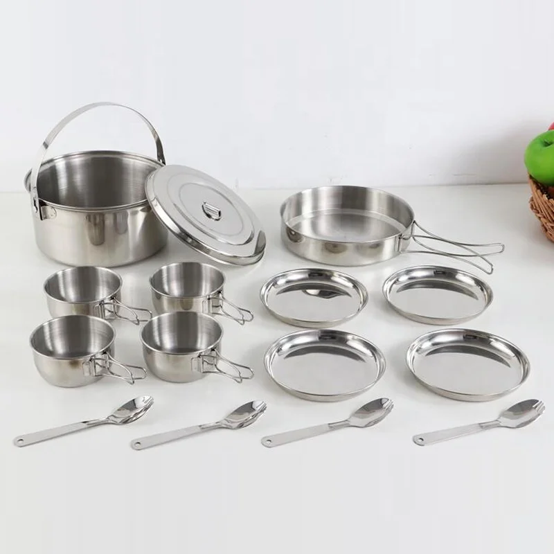 30 Pieces Outdoor Camping Kitchen Soup Pot Stainless Steel Cooking Pot ...