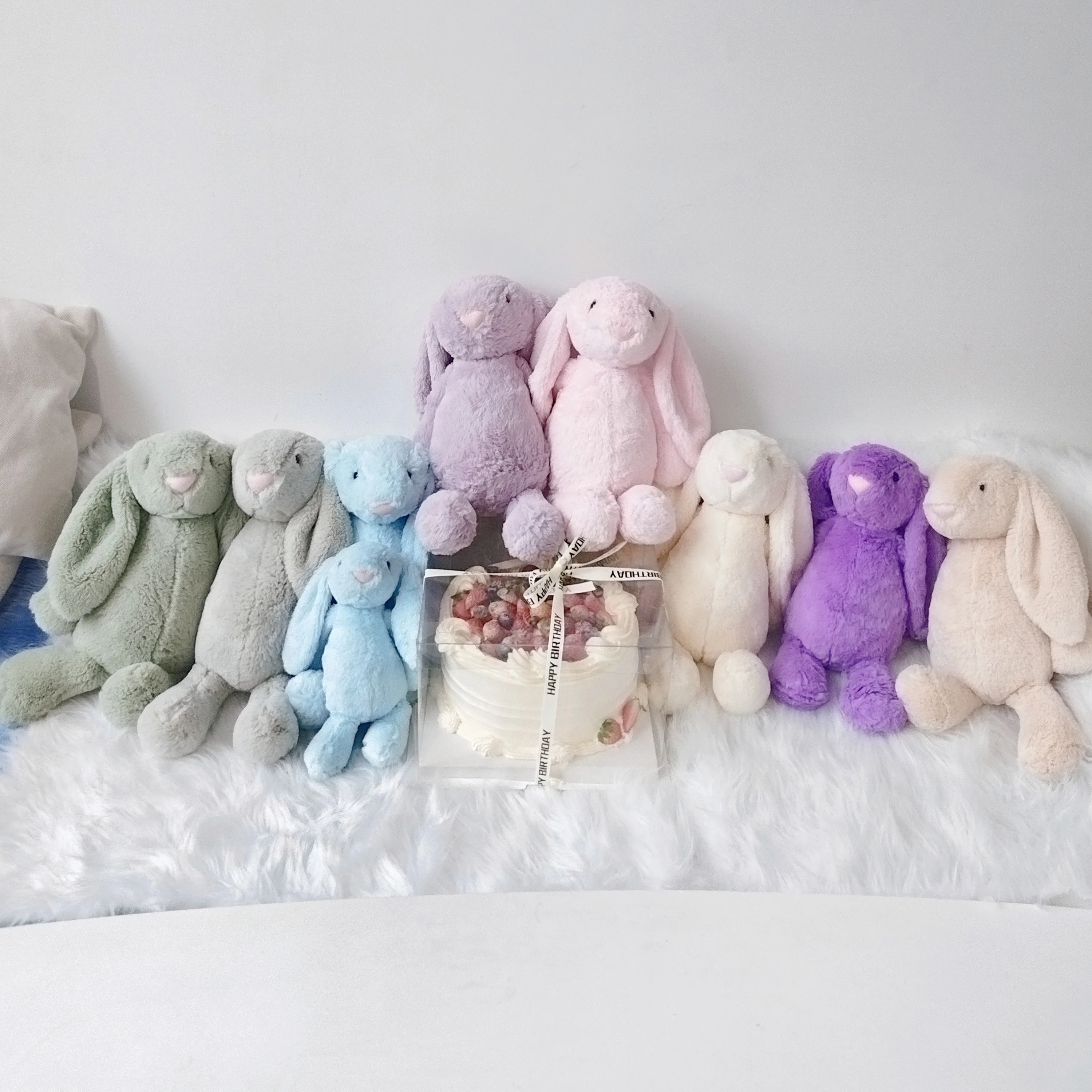 Hot Selling Fluffy Plush Stuffed Animals Cute Lovely Blue Rabbits ...