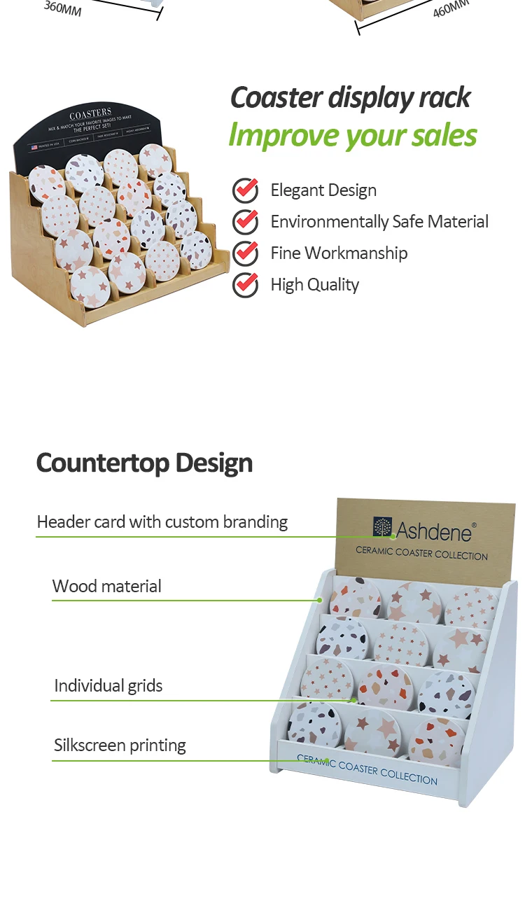 Custom Wood Countertop Poster Card Display Stand Coaster