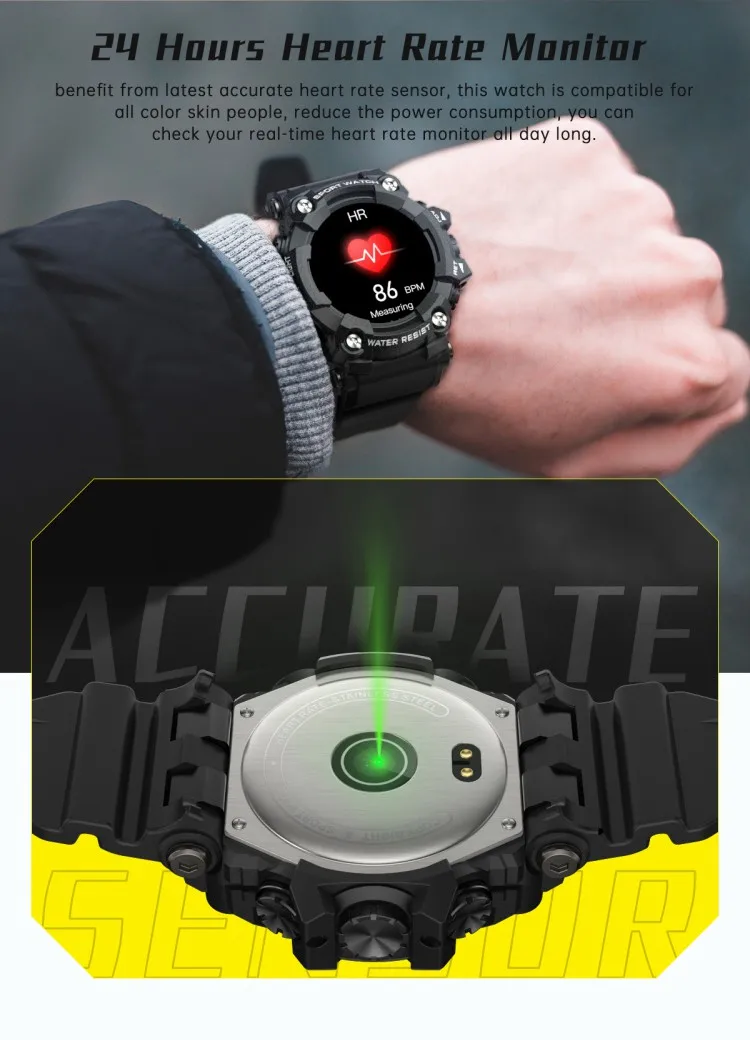 T6 Outdoor Smartwatch Fitness Tracker Heart Rate Monitor Blood Pressure ...