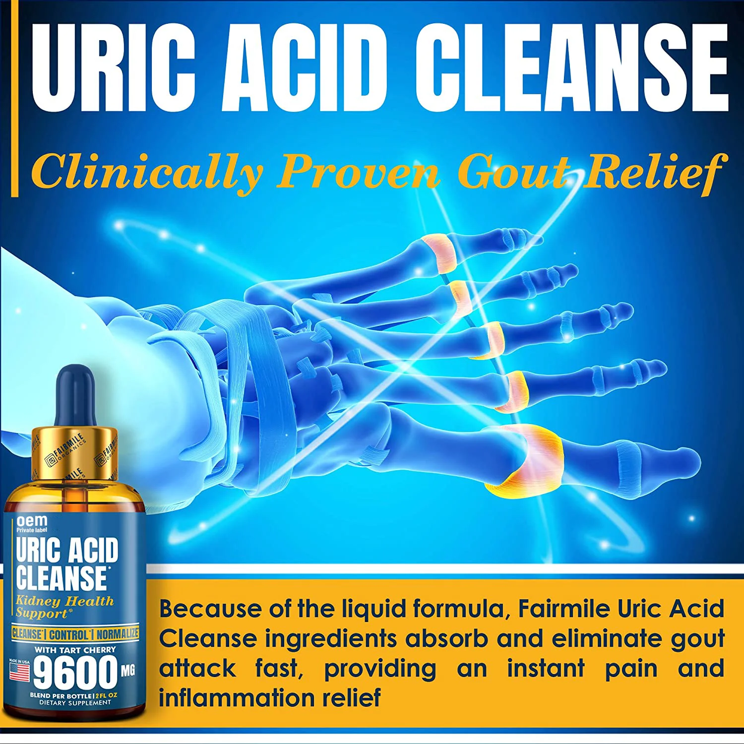 OEM Uric Acid Cleanse Liquid Drops Supplements Kidney Health Joint ...